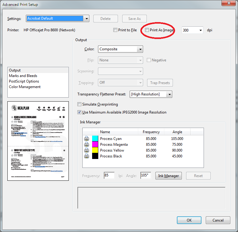 How to Print PDF Meal Plans as Image - $5 Meal Plan
